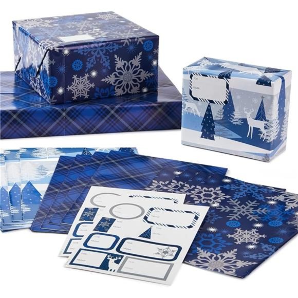 Party Supplies | Flat Christmas Wrapping Paper Sheets With Cutlines On ...